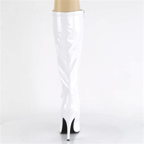 Botte blanche moulante à talon femme grande pointure du 36 au 46