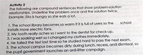 Activity 2 The Following Are Compound Sentences That Show Problem