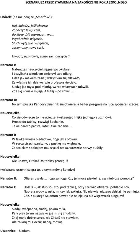 Scheidung Einbetten Diskret scenariusz na zakończenie roku szkolnego