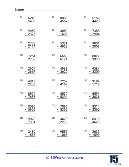 Regrouping Subtraction Worksheets 15 Worksheets Worksheets Library