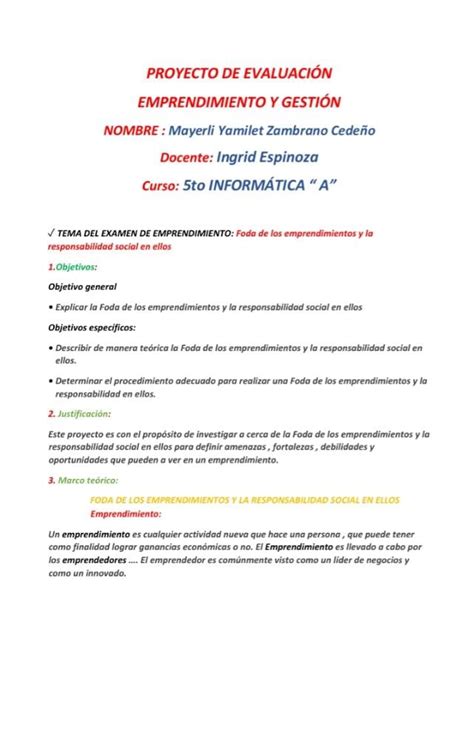 Presentación de actividades Emprendimiento y Gestión