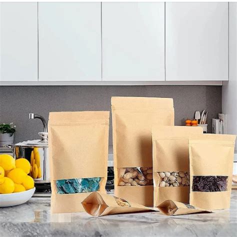 Saco Stand Up Pouch Kraft C Visor 16x26 4 Cm 50 Un Four Star