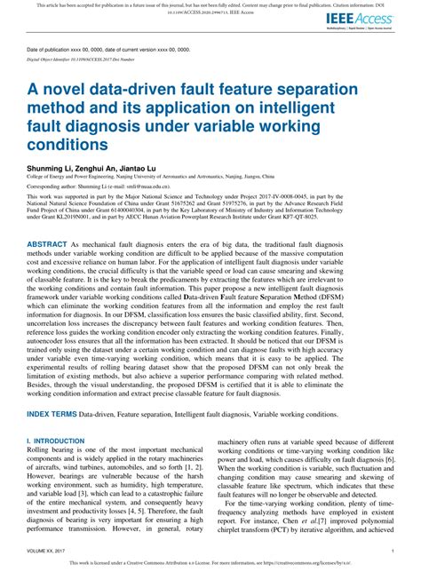 pdf a novel data driven fault feature separation method and its application on intelligent