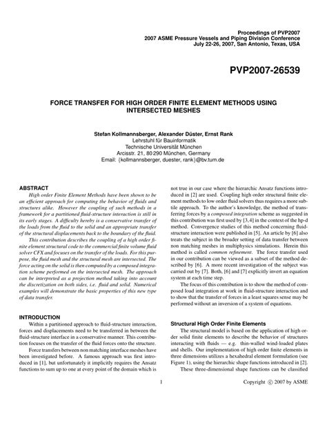 pdf force transfer for high order finite element methods using intersected meshes