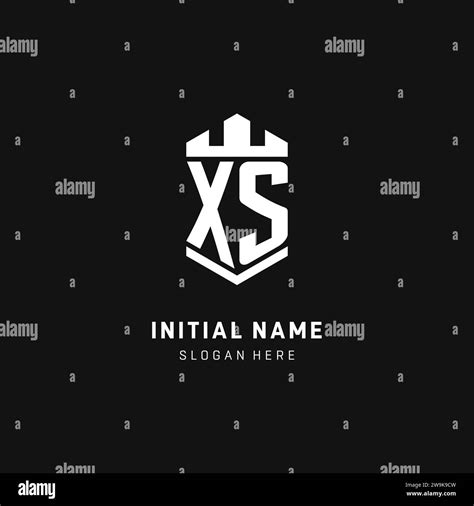 XS Monogram Logo Initial With Crown And Shield Guard Shape Style Vector