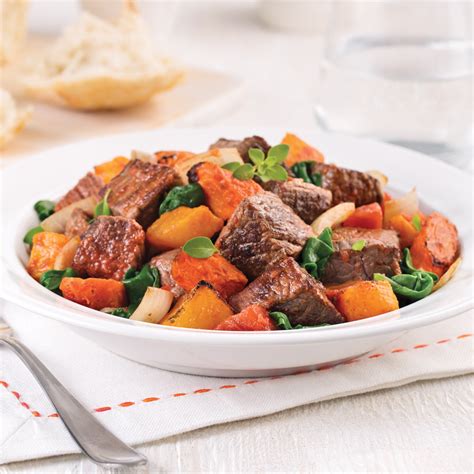 Mijoté de boeuf à la courge rôtie 5 ingredients 15 minutes