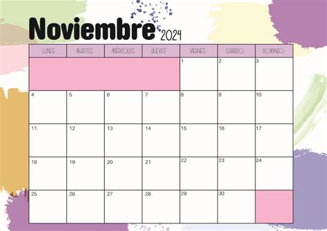 Calendario Noviembre 2024 Para Imprimir