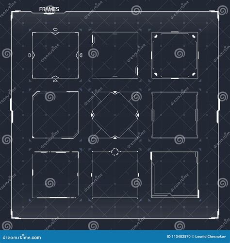 Sciencefiction Hud Ui Square Frames Vektor Abbildung Illustration Von
