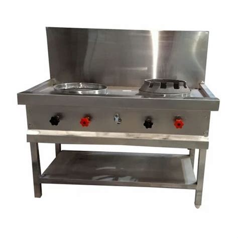 2 LPG Polished Stainless Steel Two Burner Gas Range For Hotel