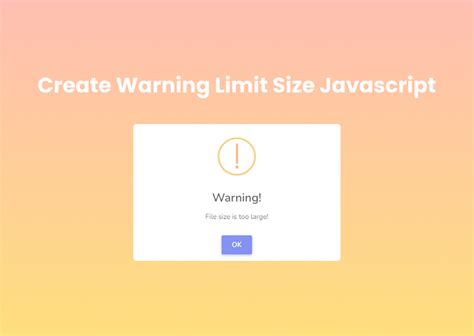 how to add a warning when uploading a file larger than the limit size in javascript and laravel