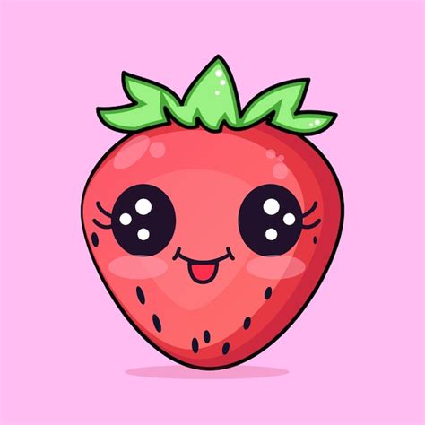 Lindo Personaje De Fresa Kawaii Vector Premium