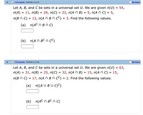 solved let a b and c be sets in a universal set u we are