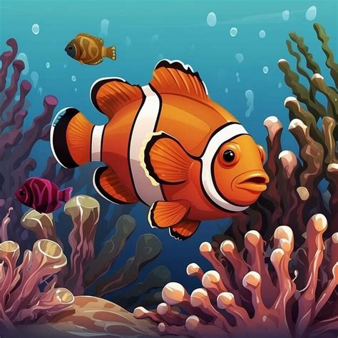 Cute Clown Fish Cartoon Vector Illustration Premium AI Generated Image