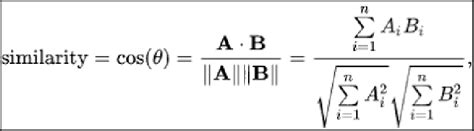cosine similarity formula download scientific diagram
