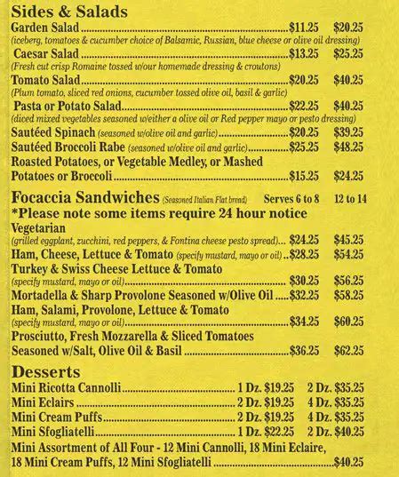 Menu At Cafe Michelangelo Philadelphia