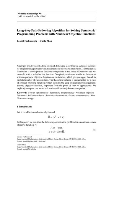 pdf long step path following algorithm for solving symmetric programming problems with