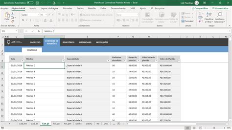 Planilha de Controle de Plantões Médicos em Excel Planilhas Prontas