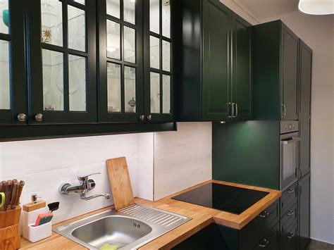 IKEA Kitchen With Bodbyn Fronts In Dark Green
