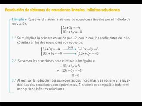 5 RESOLUCIÓN DE SISTEMAS DE ECUACIONES INFINITAS SOLUCIONES YouTube