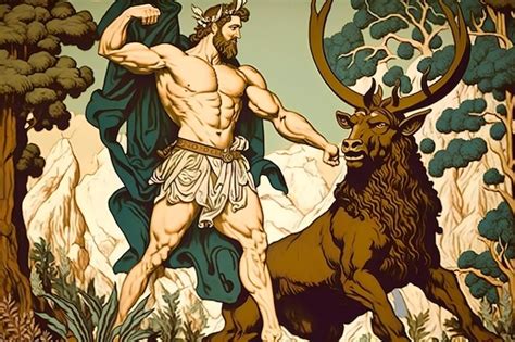 Doce obras de Hércules Mitología griega Foto Premium
