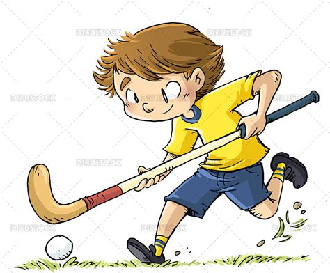 ilustración de niño jugando hockey sobre césped Dibustock dibujos e