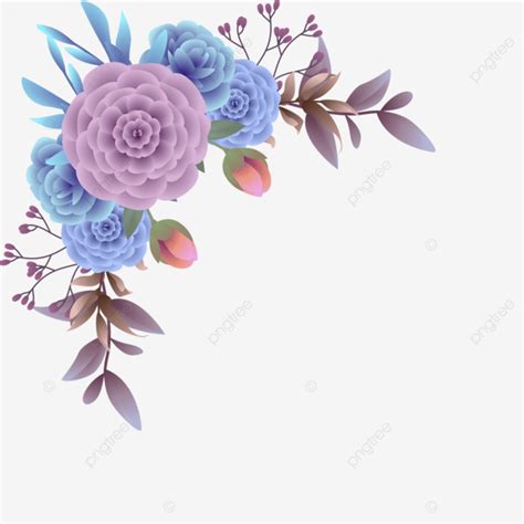 Blue And Purple Roses Corner Border Vector Wedding Decoration Purple