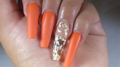 Uñas Acrilicas Neon Naranja