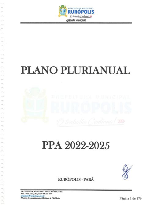 Lei N Plano Plurianual Ppa Prefeitura