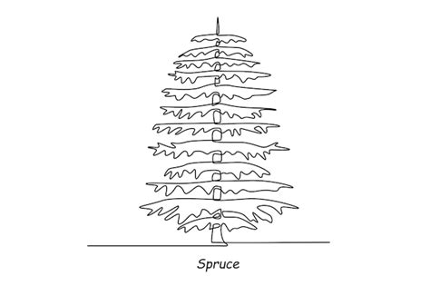 Dessin au trait unique concept d arbre d épinette Illustration