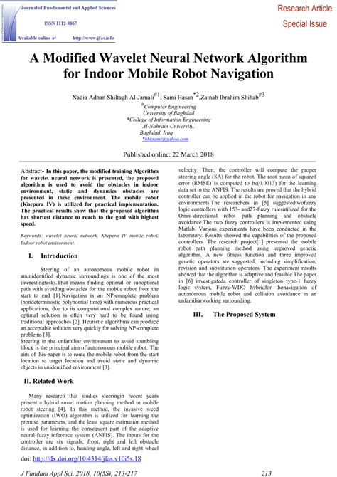 pdf a modified wavelet neural network algorithm for indoor mobile robot navigation