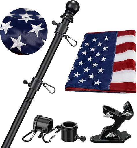 Buy Flag Pole For House With US Flag Black Flag Pole Kit Includes 6ft