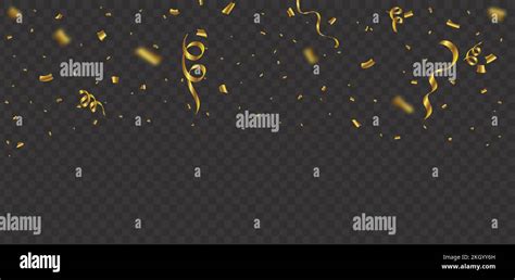 Golden Confetti And Ribbon Falling Illustration Golden Confetti And