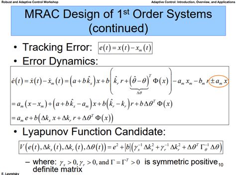 model reference adaptive control lyapunov derivation r controltheory