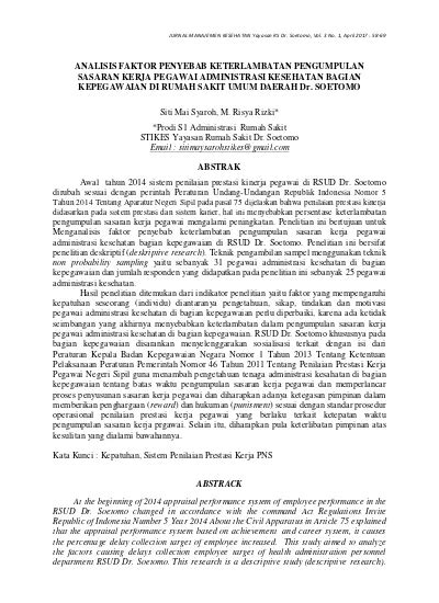 Analisis Faktor Penyebab Keterlambatan Pengumpulan Sasaran Kerja