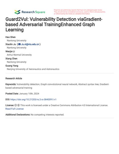 pdf guard2vul vulnerability detection viagradient based adversarial trainingenhanced graph