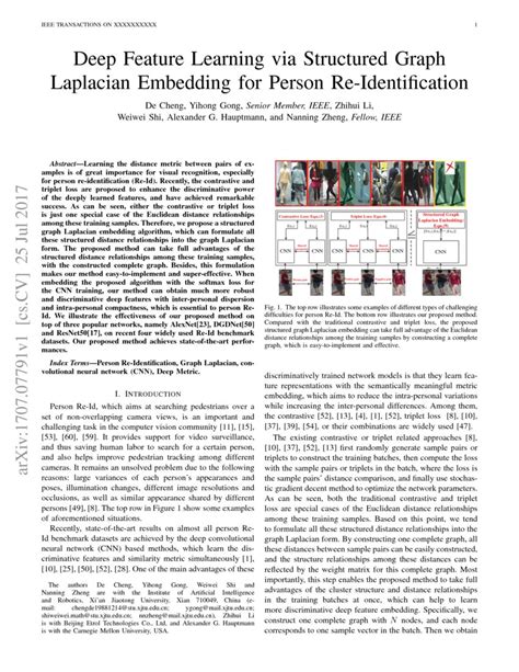 deep feature learning via structured graph laplacian embedding for person re identification deepai