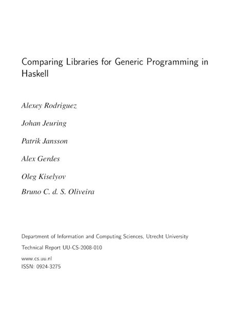pdf comparing libraries for generic programming in haskell · programming in programming