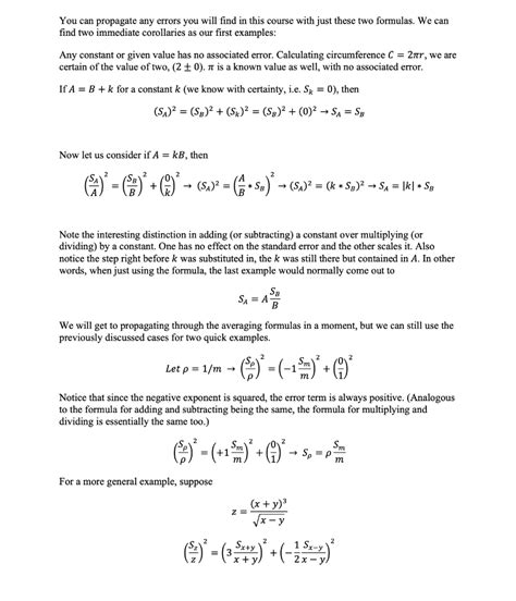 solved determine an expression for the propagated error for