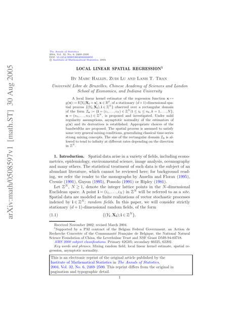 pdf local linear spatial regression