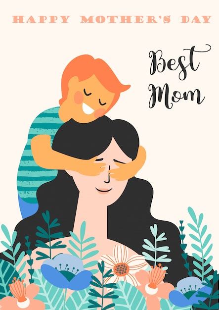 Premium Vector Happy Mothers Day Vector Illustration