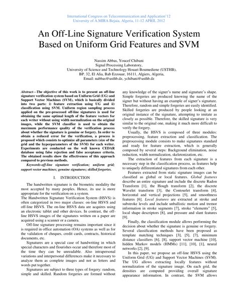 pdf an off line signature verification system based on uniform grid features and svm