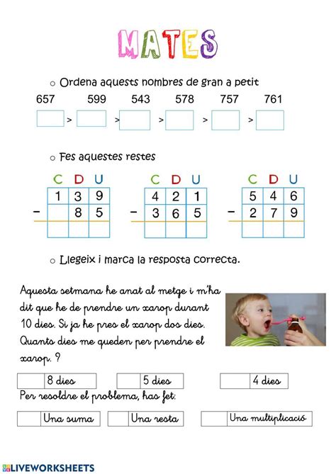 Actividad interactiva de Numeració para 2n Puedes hacer los ejercicios