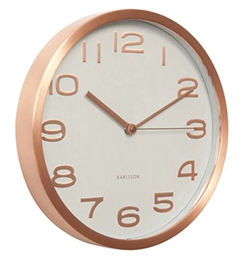 Horloge murale moderne métal cuivré