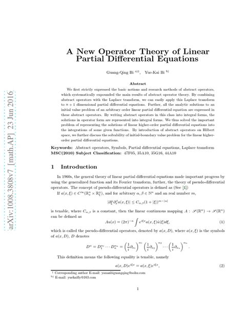 a new operator theory of linear partial differential equations pdf operator mathematics
