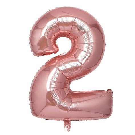 40 Rose Gold Mylar Foil Helium Number Balloons 2 Gold Number