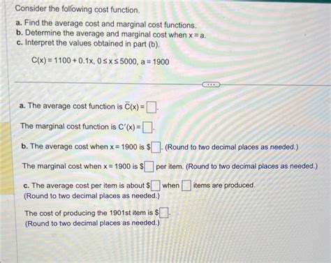 Solved Consider The Following Cost Function A Find The Chegg