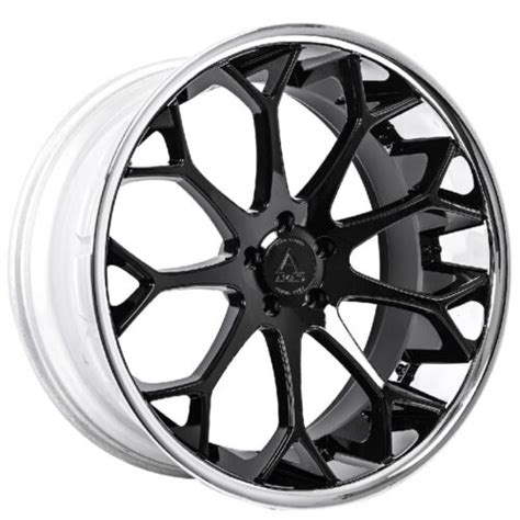 22 Staggered Azad Wheels AZ99 Gloss Black With Chrome SS Lip Rims EBay