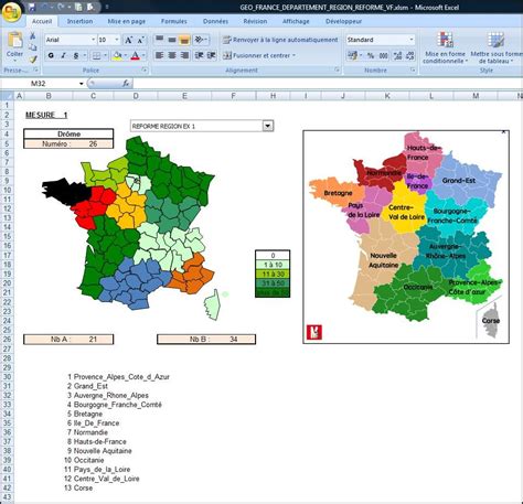 Carte de france avec départements excel tout degorgement