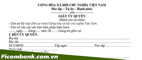 Mẫu giấy ủy quyền sổ đỏ vay ngân hàng mới nhất cách ghi