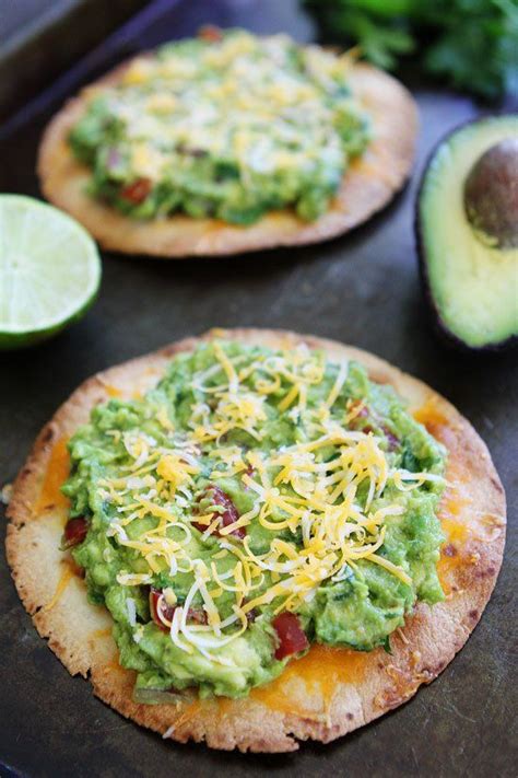 Cheesy Guacamole Tostadas Recipe On Twopeasandtheirpod These Easy